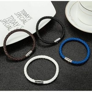 Accessories | Mens 4pc Braided Leather Magnetic Wristband | Poshmark